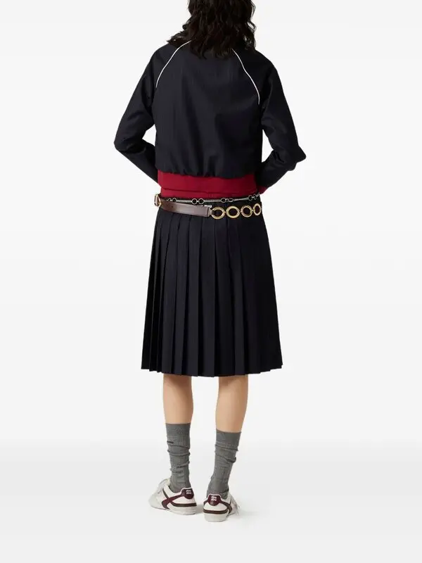 Miu Miu Pleated Pinstripe Midi Skirt