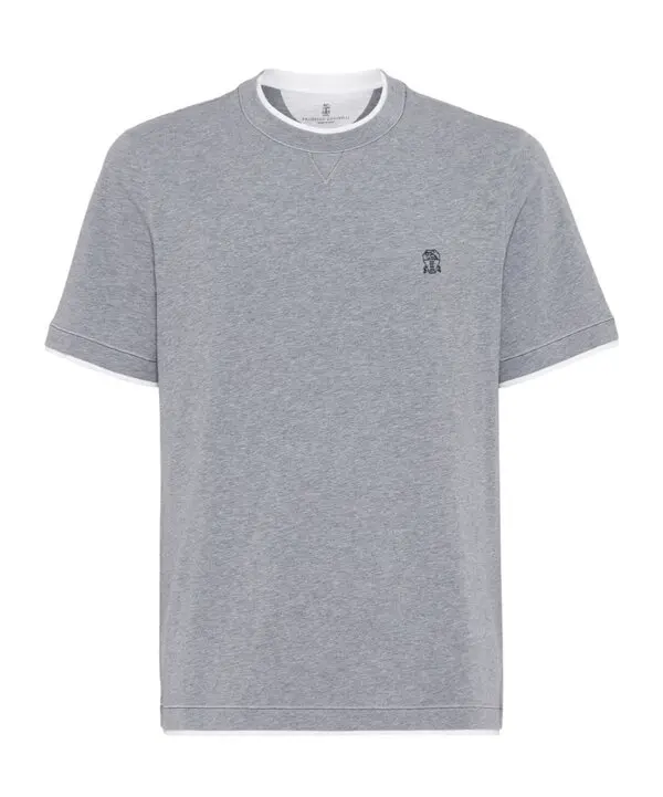 Brunello Cucinelli Logo Embroidered Layered T-shirt