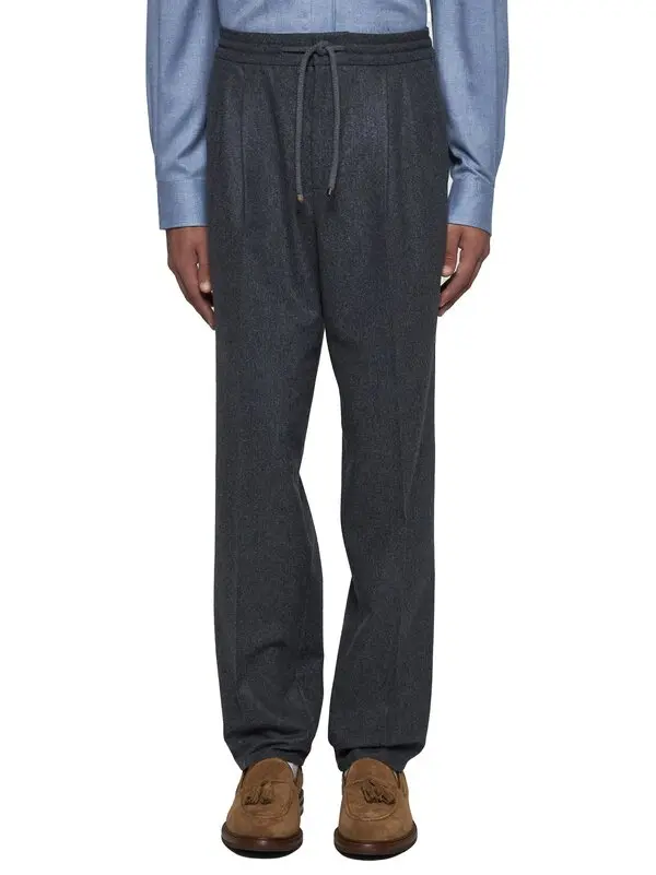 Brunello Cucinelli Drawstring Elastic Waist Trousers - Black