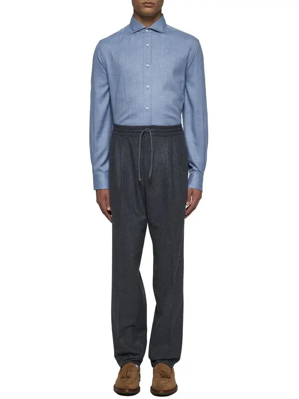 Brunello Cucinelli Drawstring Elastic Waist Trousers - Black