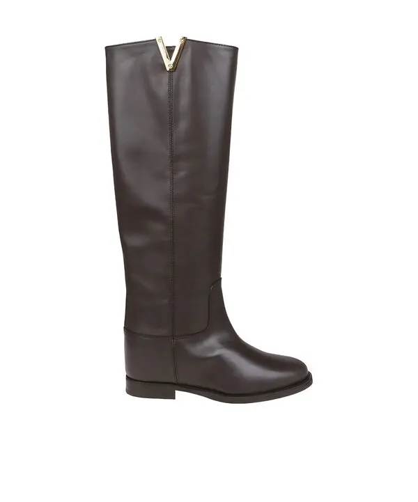 VIA ROMA 15 V Plaque Round Toe Boots - Black