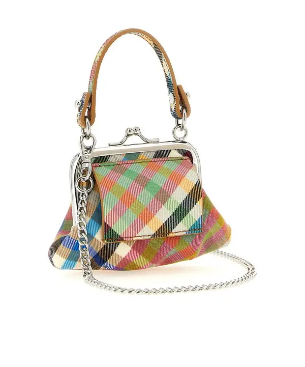 VIVIENNE WESTWOOD Plaid Logo Plaque Mini Bag