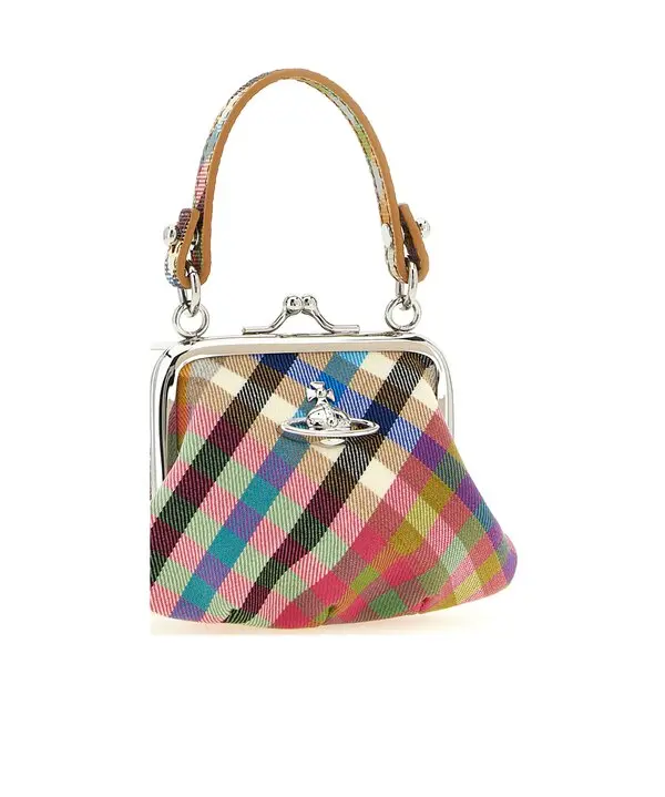 VIVIENNE WESTWOOD Plaid Logo Plaque Mini Bag
