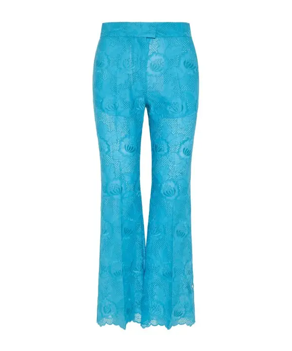 Valentino Garavani Floral Embroidered Flared Pants - Blue