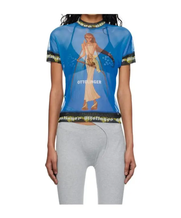 Ottolinger Loose Mesh T-shirt With Graphic Print - Multicolor