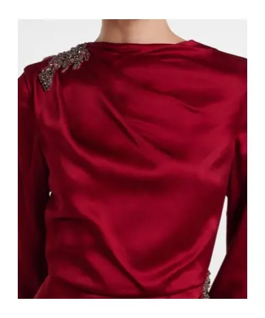 Erdem Crystal-embellished Draped Satin Cady Midi Dress - Red