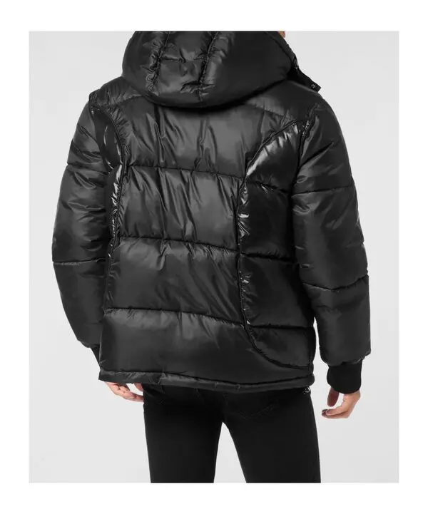 Philipp Plein Logo Patch Hooded Quilted Jacket