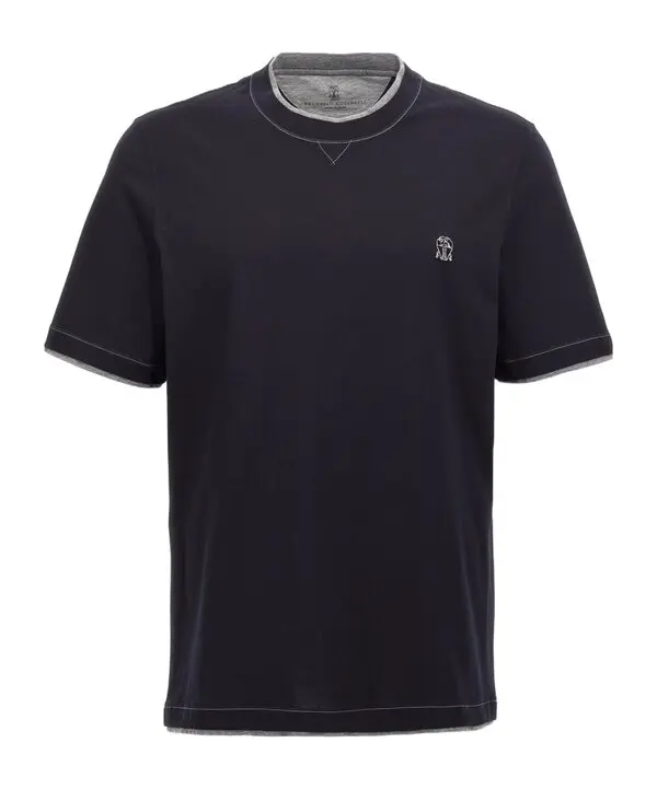 Brunello Cucinelli Logo Embroidered Layered T-shirt