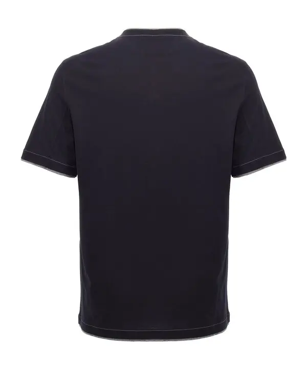 Brunello Cucinelli Logo Embroidered Layered T-shirt