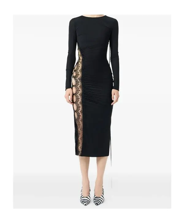 Blumarine Long Sleeve Lace Trimmed Dress