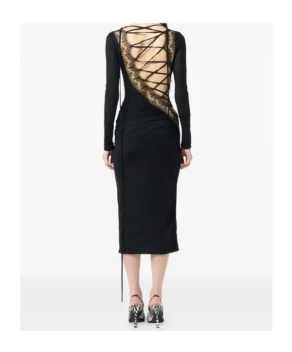 Blumarine Long Sleeve Lace Trimmed Dress