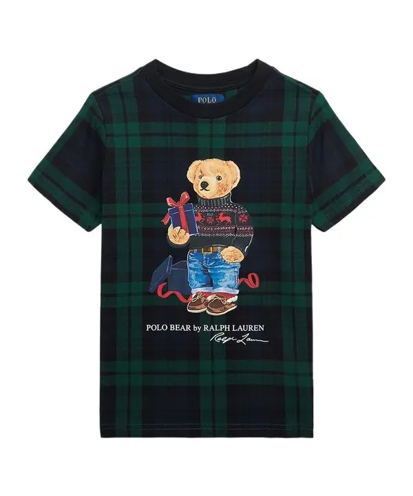 Polo Ralph Lauren Polo Bear Plaid Cotton T-shirt - Black