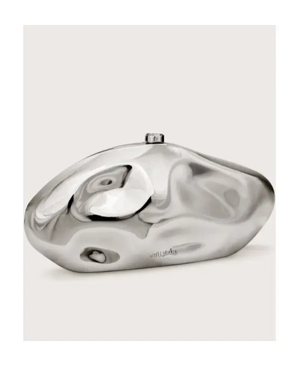 Cult Gaia Silver Tone Buckle Clutch