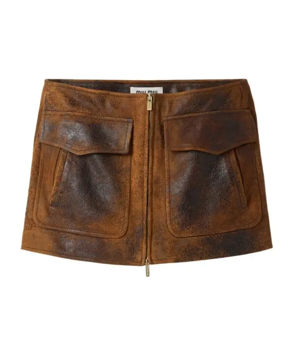 Miu Miu Waxed Suede Leather Mini-skirt