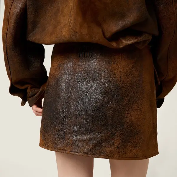 Miu Miu Waxed Suede Leather Mini-skirt