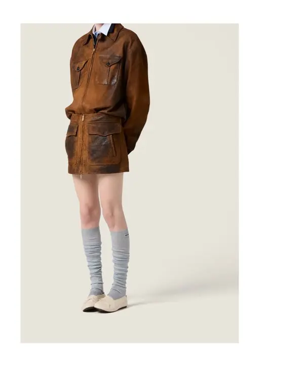 Miu Miu Waxed Suede Leather Mini-skirt