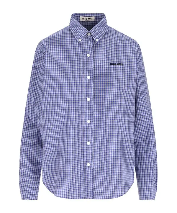 Miu Miu Long Sleeve Collared Shirt - Blue