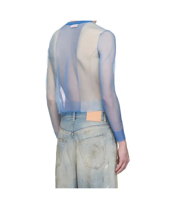 CHARLES JEFFRREY LOVERBOY Sheer Paneled Crewneck Sweater