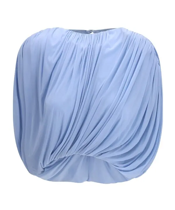 Magda Butrym Pleated Sleeveless Blouse - Light Blue