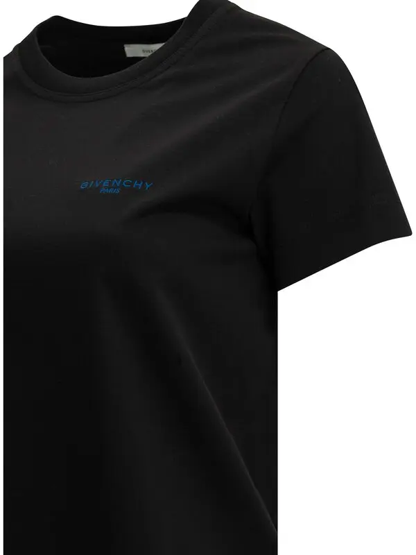 Givenchy Cotton T-shirt With Paris Embroidery - Black