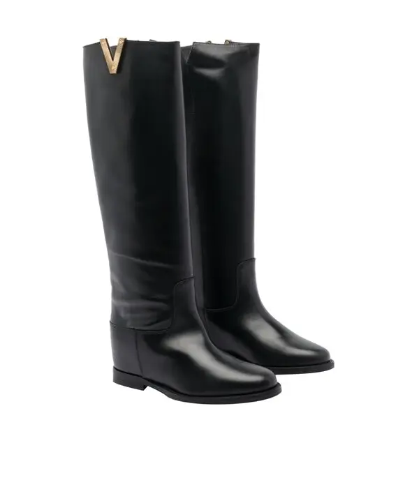 VIA ROMA 15 V Logo Round Toe Boots
