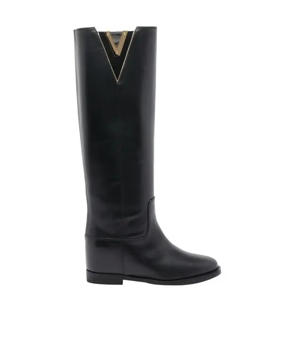 VIA ROMA 15 Maxi Logo Round Toe Boots