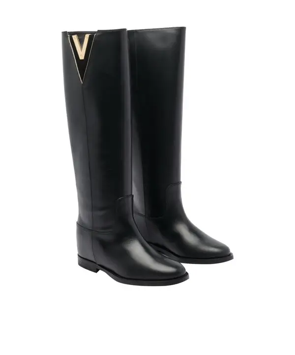 VIA ROMA 15 Maxi Logo Round Toe Boots