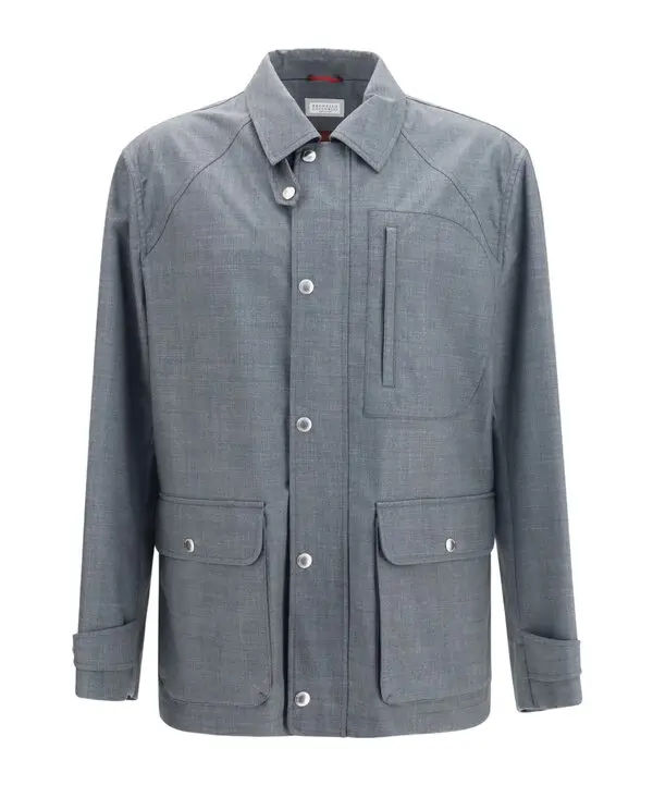 Brunello Cucinelli Wool Jacket With Zip And Snap Closure