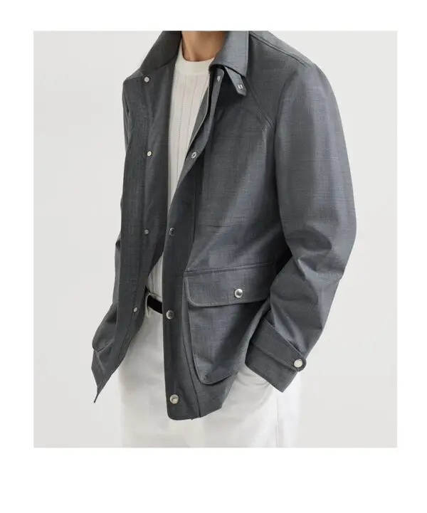 Brunello Cucinelli Wool Jacket With Zip And Snap Closure