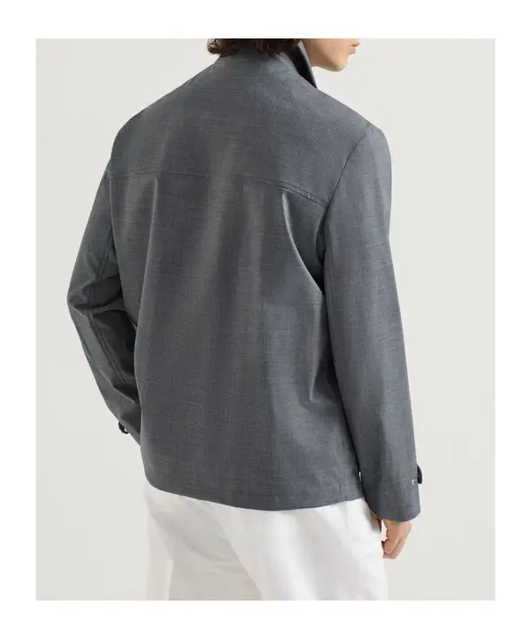 Brunello Cucinelli Wool Jacket With Zip And Snap Closure