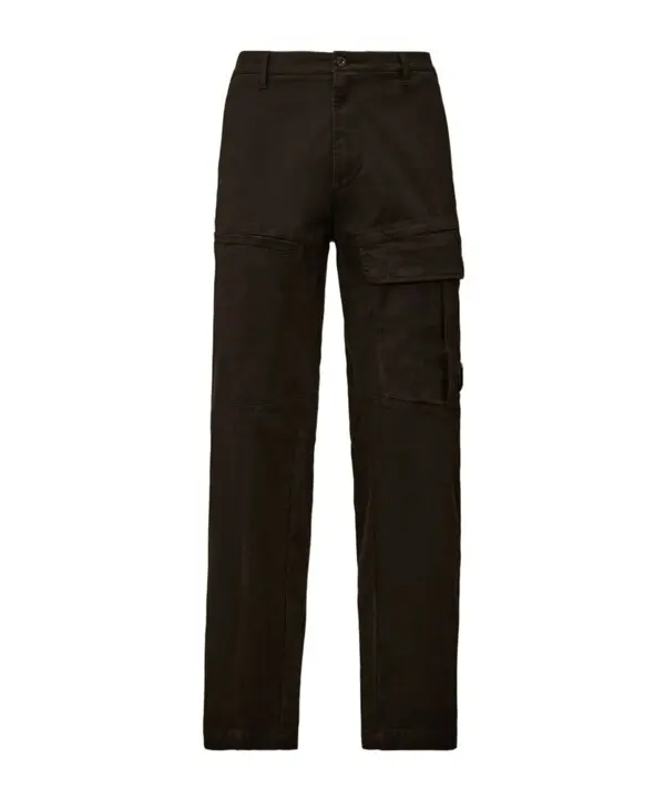 C.P. COMPANY Cargo-pocket Trousers With Iconic Lens Logo - Black