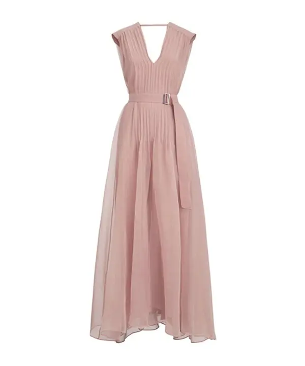 Brunello Cucinelli V-neck Belted Dress
