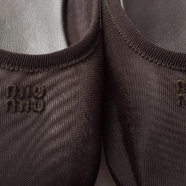 Miu Miu Mesh Fabric Slip-on Slippers