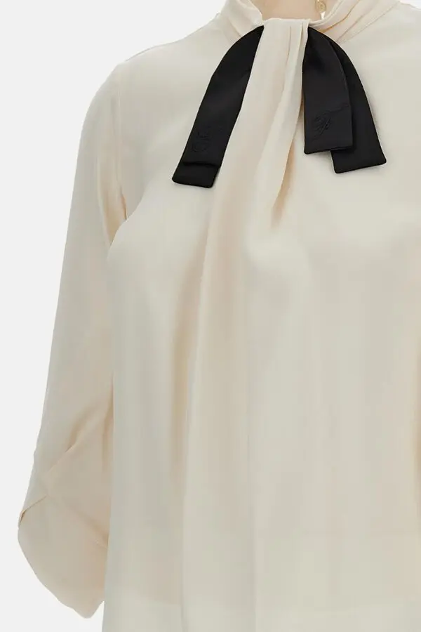Elisabetta Franchi Three-quarter Sleeve Bow Detail Shirt