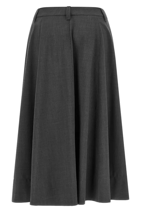 Brunello Cucinelli Flared Pleated Midi Skirt