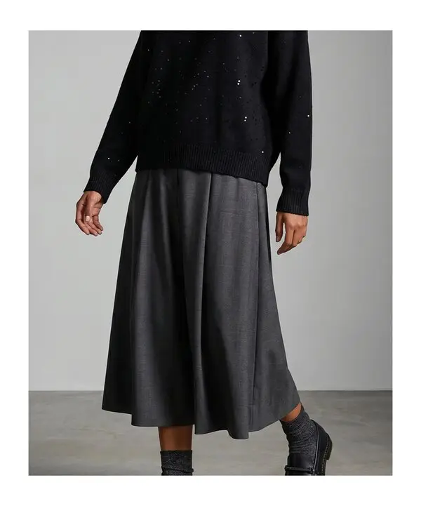 Brunello Cucinelli Flared Pleated Midi Skirt