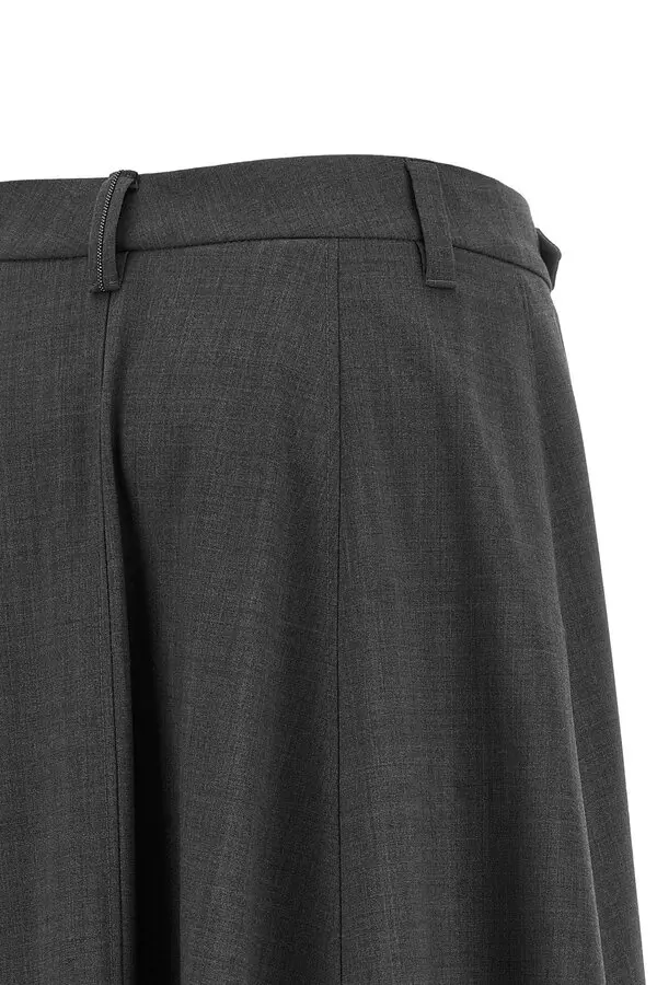Brunello Cucinelli Flared Pleated Midi Skirt