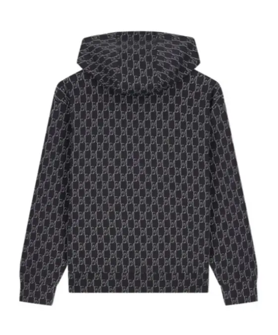 Emporio Armani Double Jersey All-over Logo Hoodie - Blue