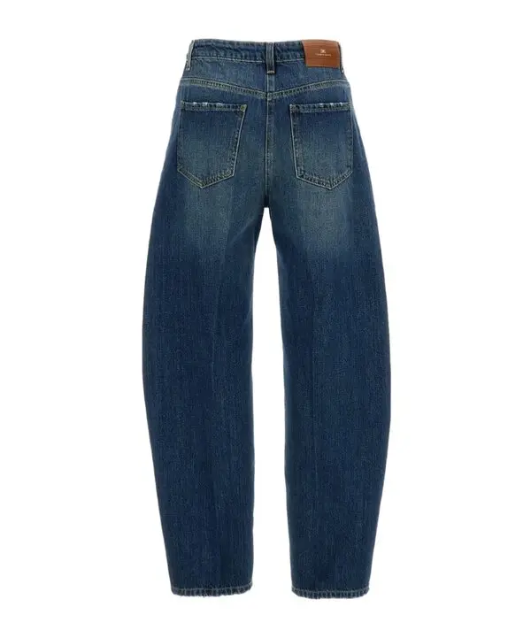 Elisabetta Franchi Wide-leg Barrel Jeans With Gold-tone Button Detail