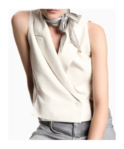 Emporio Armani Cotton And Viscose Lurex Drill Waistcoat With Lapels - White