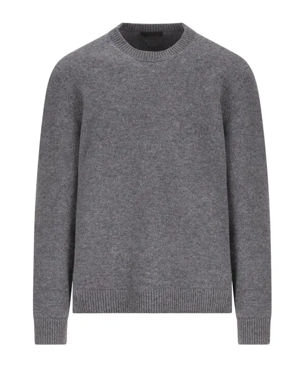 Prada Wool Crew-neck Sweater With Ribbed Details