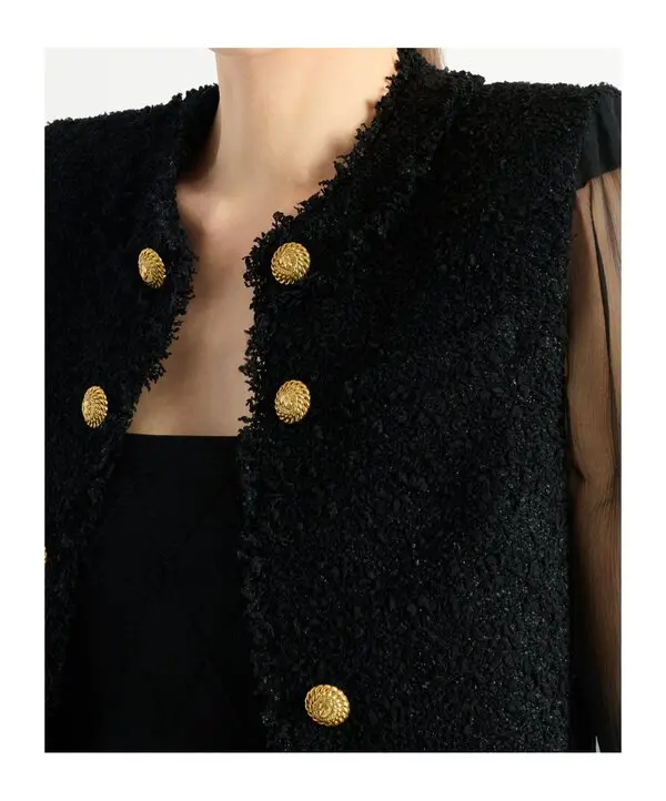 Balmain Cropped Tweed And Muslin Jacket