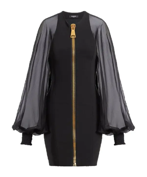 Balmain Short Jersey And Muslin Dress