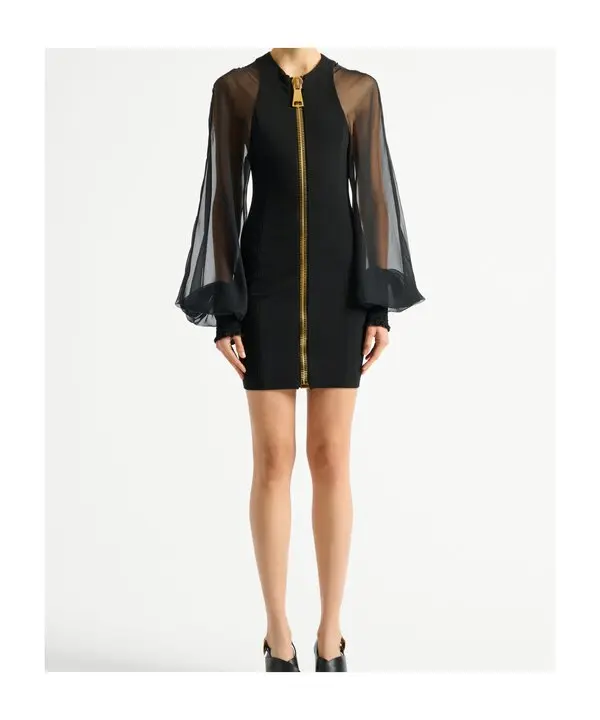 Balmain Short Jersey And Muslin Dress