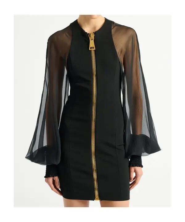 Balmain Short Jersey And Muslin Dress