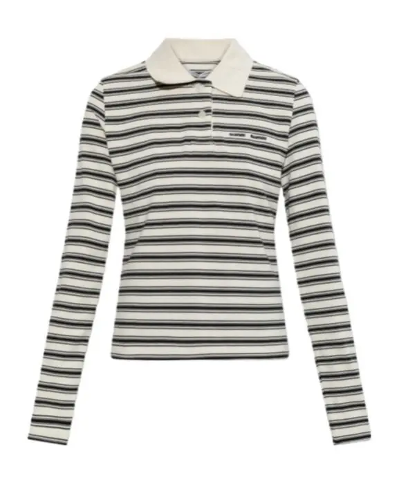 Samsøe Samsøe Sadonell Stripe Long Sleeved Polo Top - No