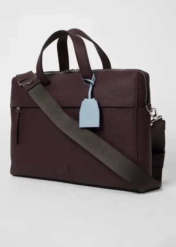 Paul Smith Burgundy Leather Double-zip Folio