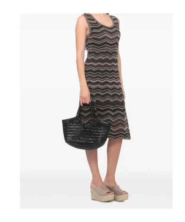 D.exterior Sleeveless Chevron Knit Midi Dress