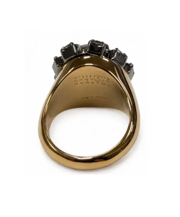 MAISON MARGIELA Crystal-embellished Floral Motif Ring - Black