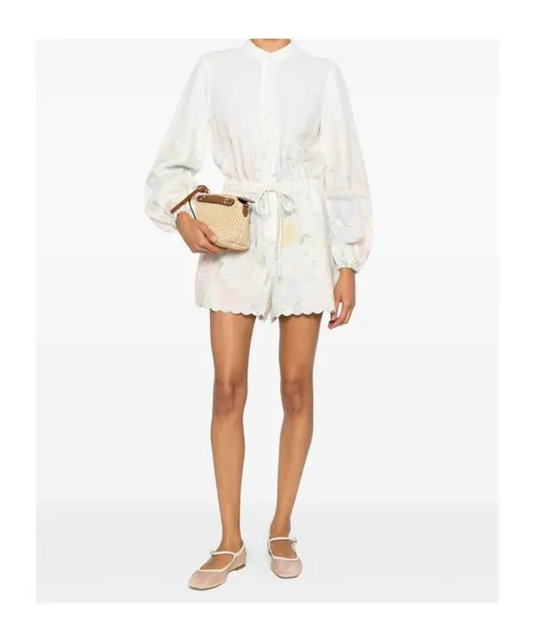 MC2 SAINT BARTH Julian Floral Print Scalloped Hem Playsuit